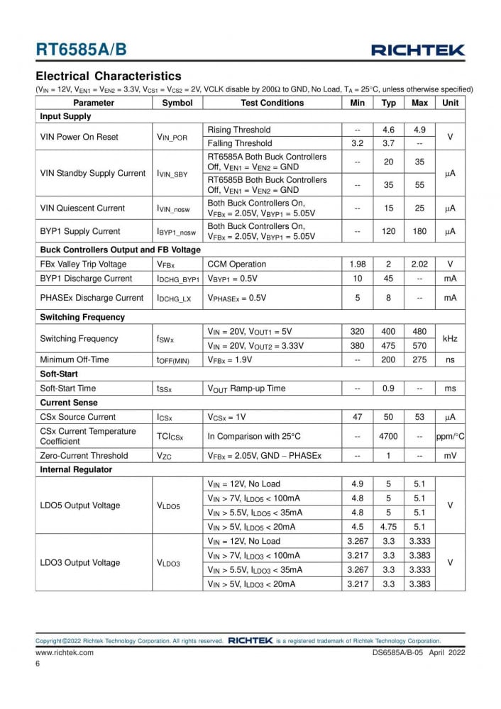 RT6585BGQW(2) datasheet page 6