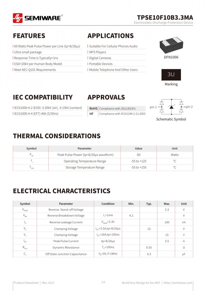 TPSE10F10B3.3MA datasheet page 1