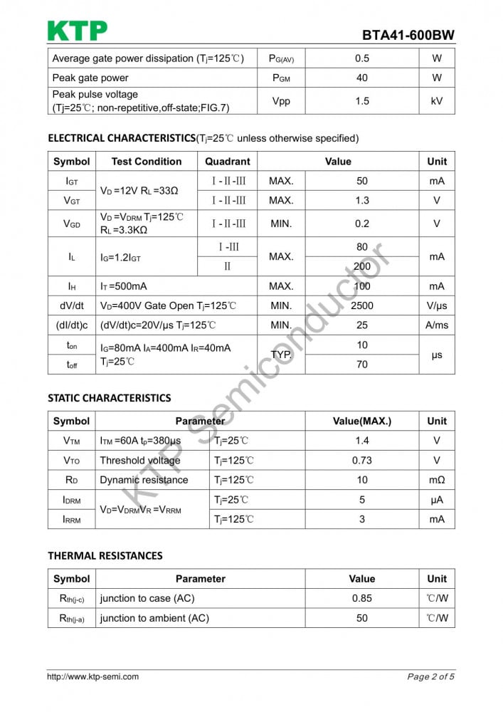 BTA41-600BW datasheet page 2