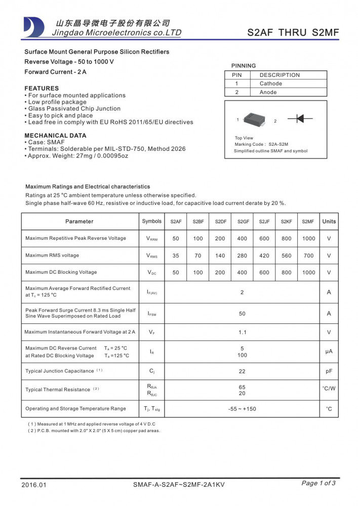 S2AF datasheet page 1