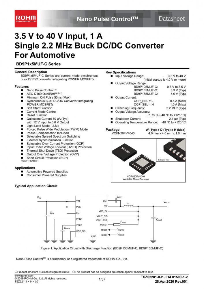 BD9P135MUF-CE2 datasheet page 1