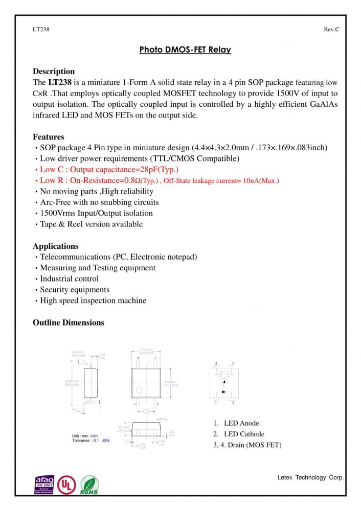 LT238 technical document page 1