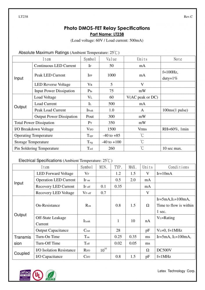 LT238 technical document page 2