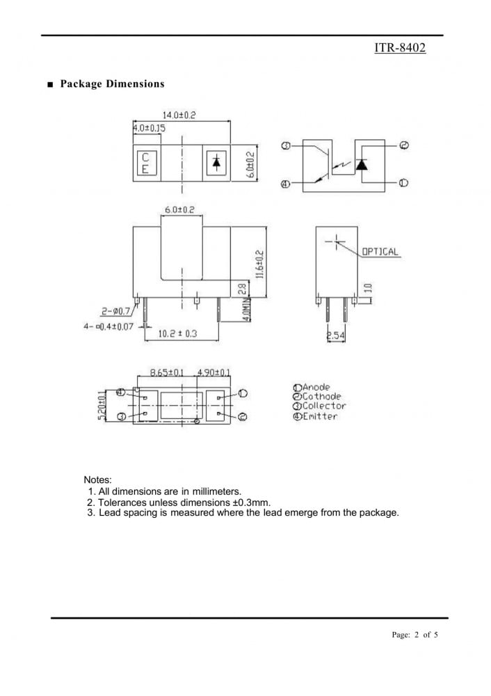 DP-ITR8402 technical document page 2