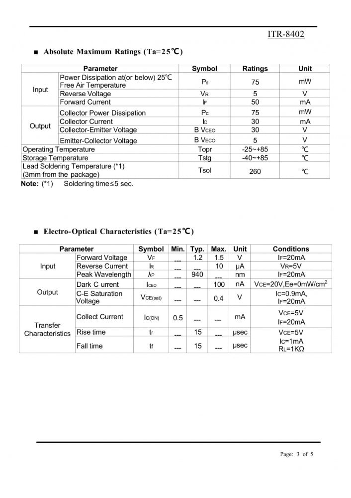 DP-ITR8402 technical document page 3