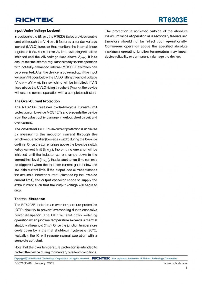 RT6203E datasheet page 5