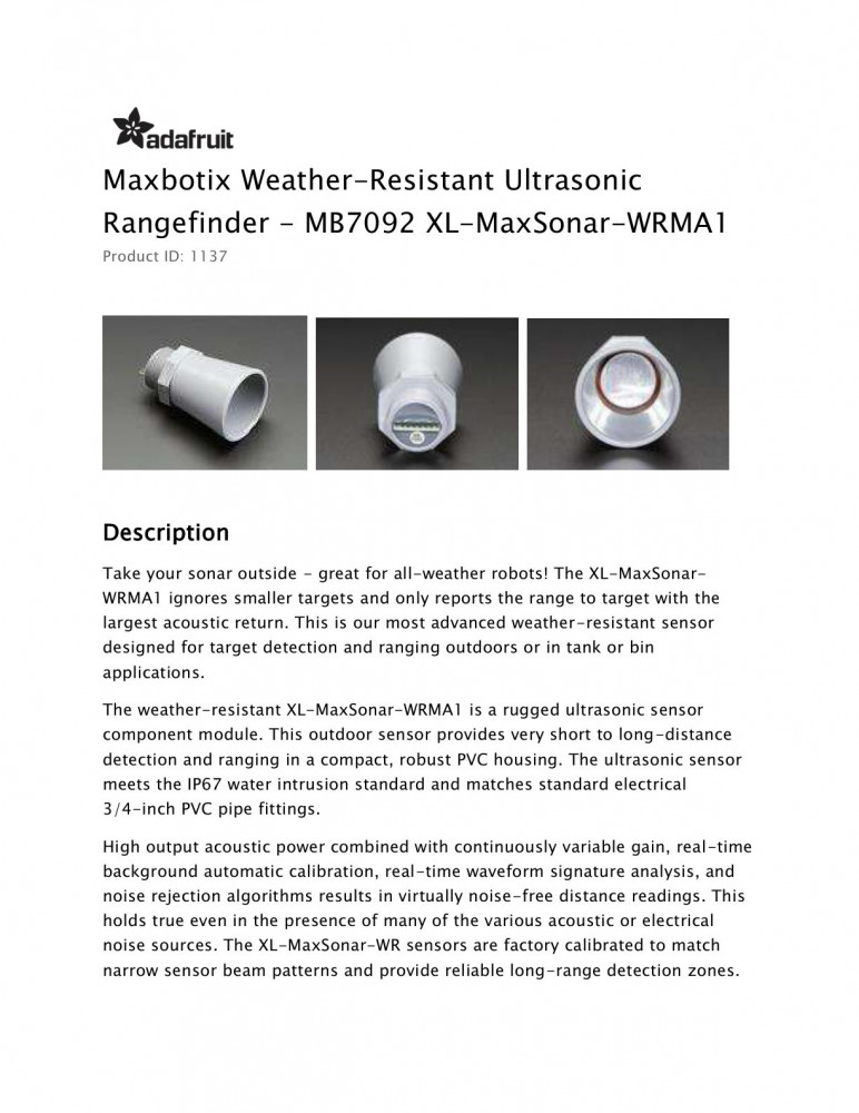 Adafruit 1137 technical document page 1