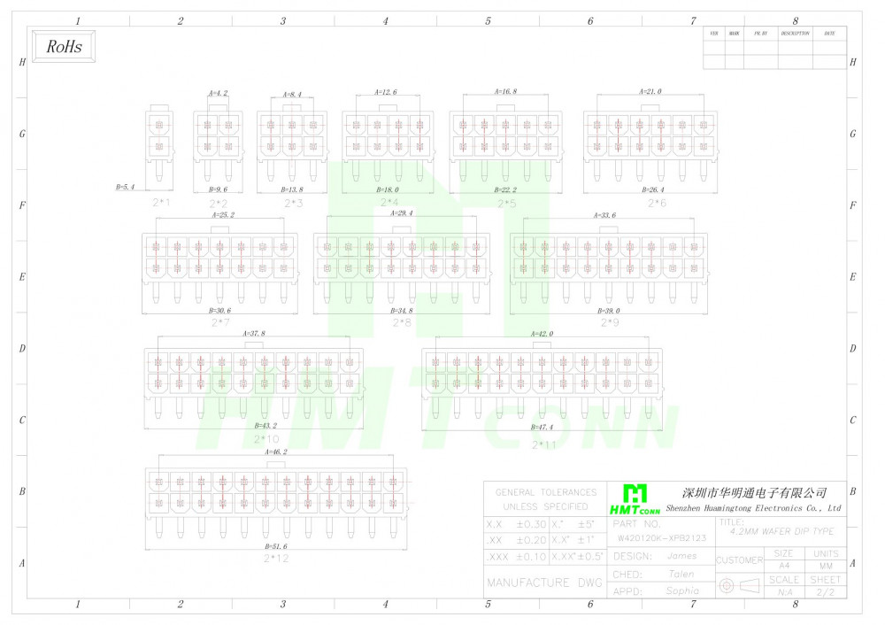 HMTCONN W420120K-20PW2123 manufacturing drawing page 1
