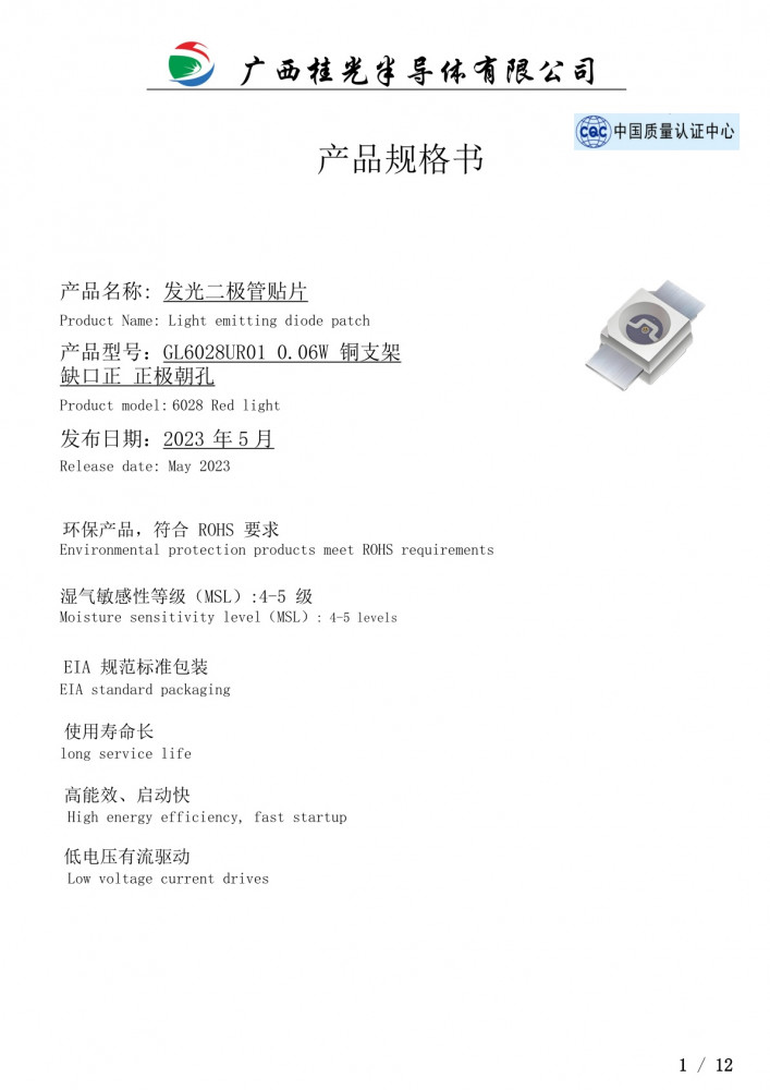 GL6028UR01 datasheet page 1