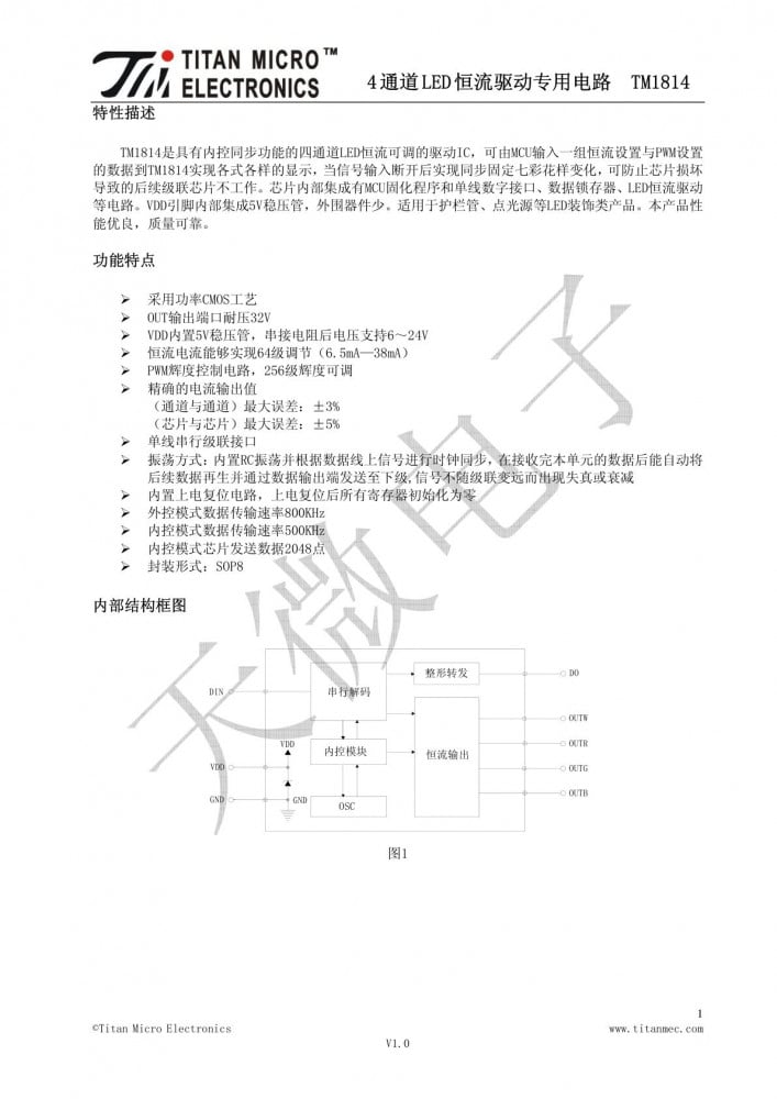 TM1814 datasheet page 1