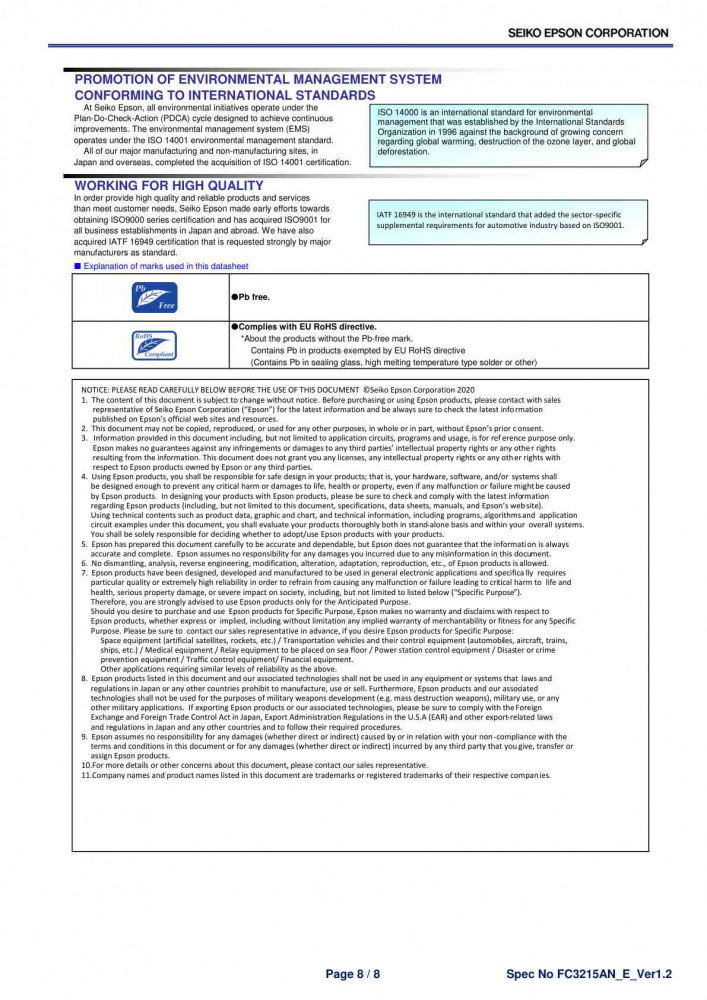 EPSON FC3215AN datasheet page 8