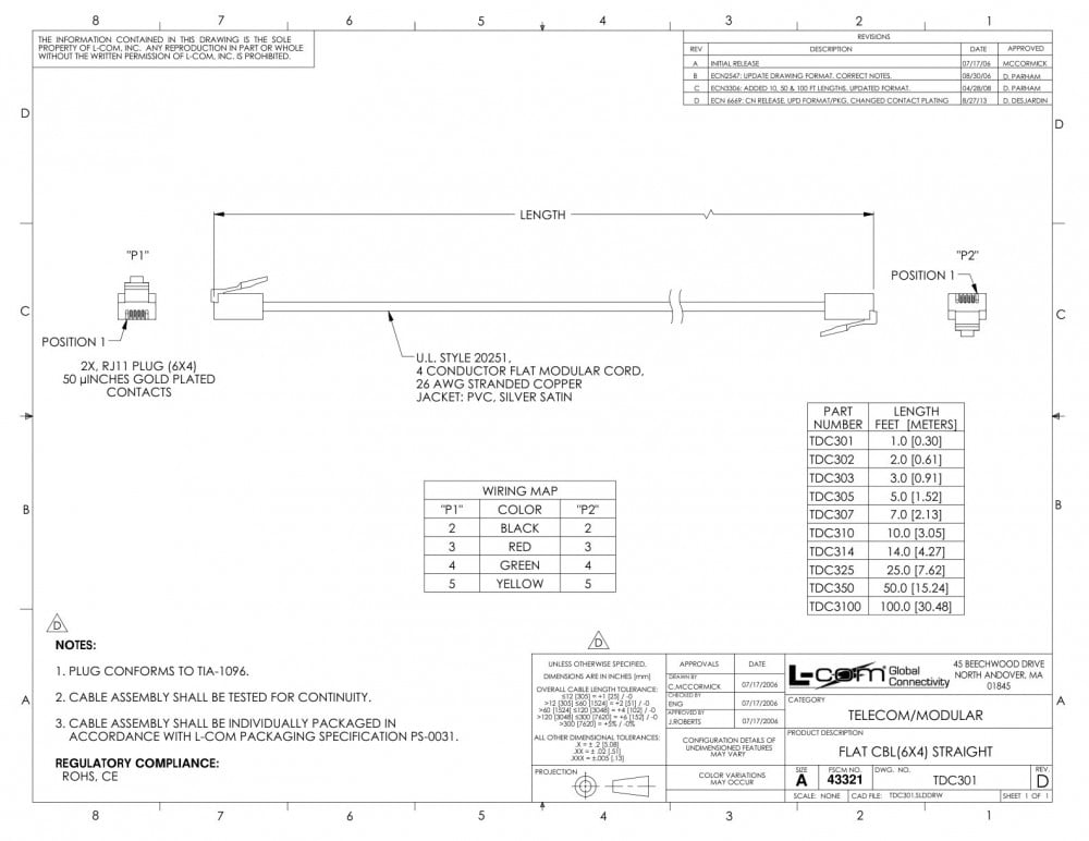 TDC305 technical document page