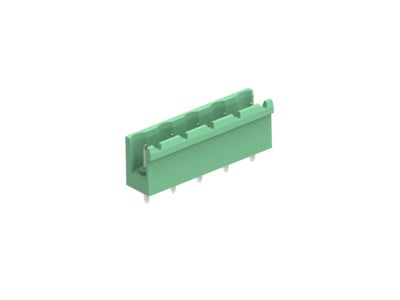 5.00mm Pitch Eurostyle 45° Angle PCB Header, Open Ends, 3 Circuits, Green