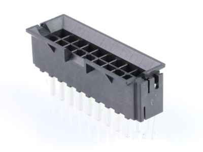Mini-Fit BMI Header, 260C Wave Solderable, 4.20mm Pitch, Dual Row, Vertical, 24 Circuits, 6.35mm PCB Thickness, Gold (Au) Plating, with Retention Clip