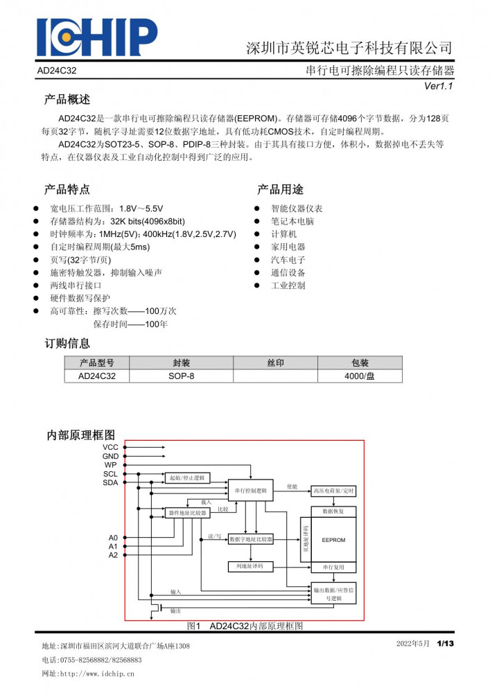 AD24C32 datasheet page 1