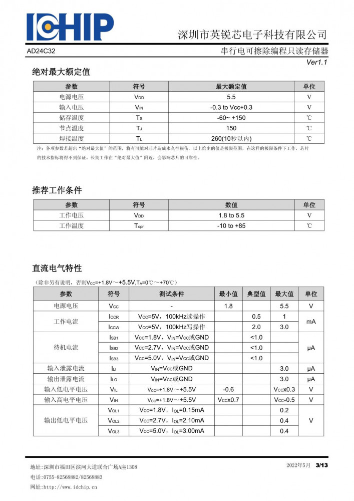 AD24C32 datasheet page 3
