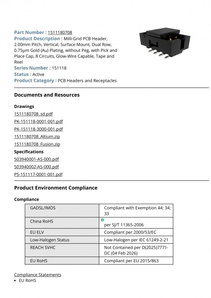 Molex Milli-Grid specification page 1