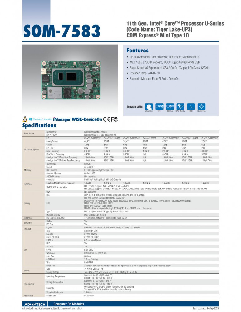 SOM-7583 technical document page 1