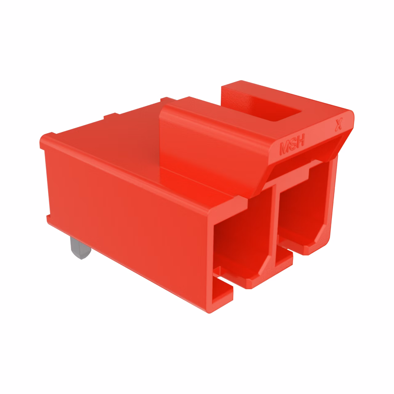 Mega-Fit ColorLock Right-Angle Header, 5.70mm Pitch, Single Row, 2 Circuits, Matte Tin (Sn) Plating, Glow-Wire Capable, Tray, Red for sale