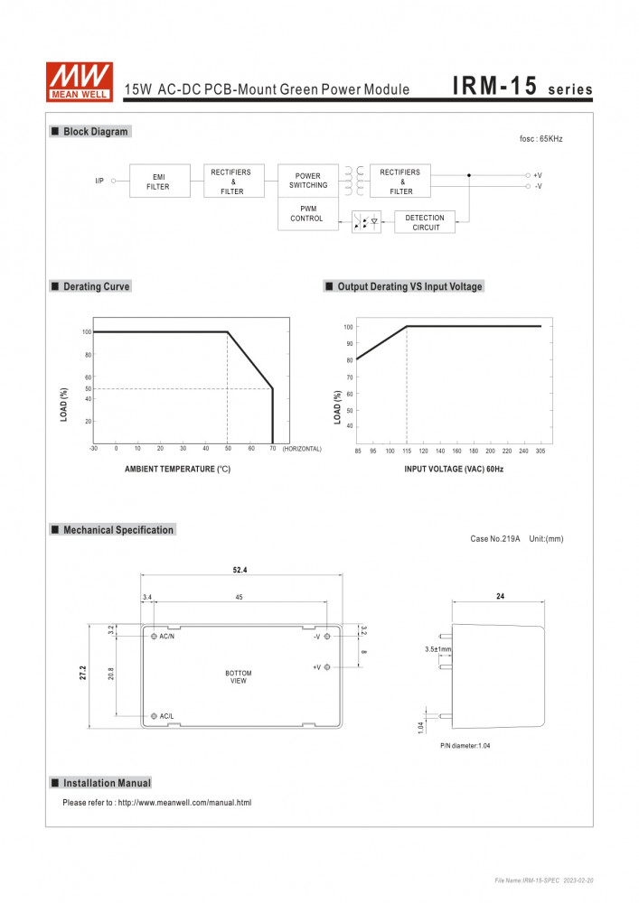 MEAN WELL IRM-15-5 datasheet page 3