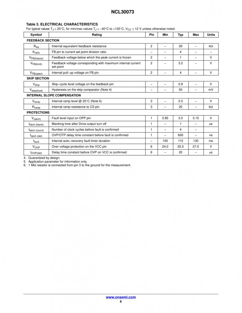 NCL30073 datasheet page 6