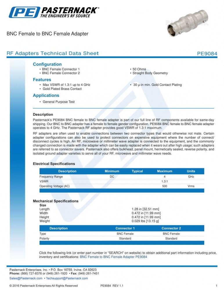 PE9084 technical document page 1