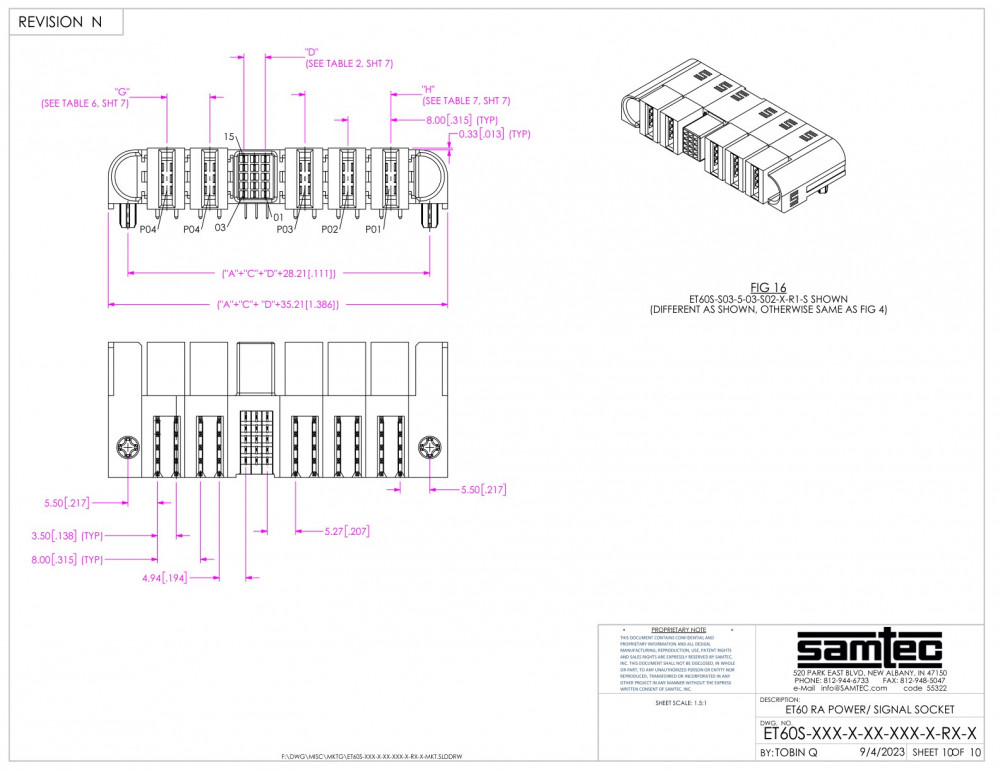 Samtec ET60 drawing sheet 10