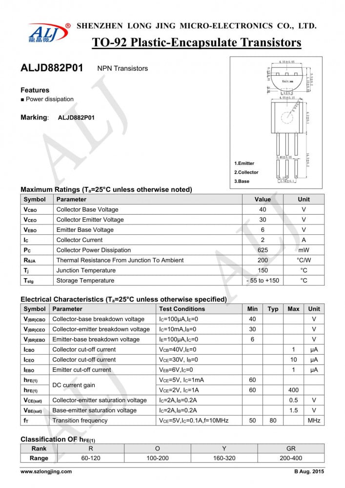 ALJD882P01 technical document page 1