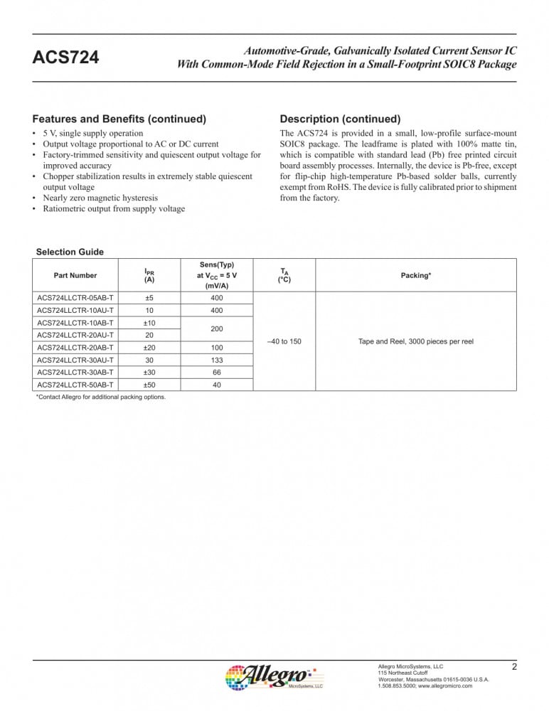 ACS724 datasheet page 2