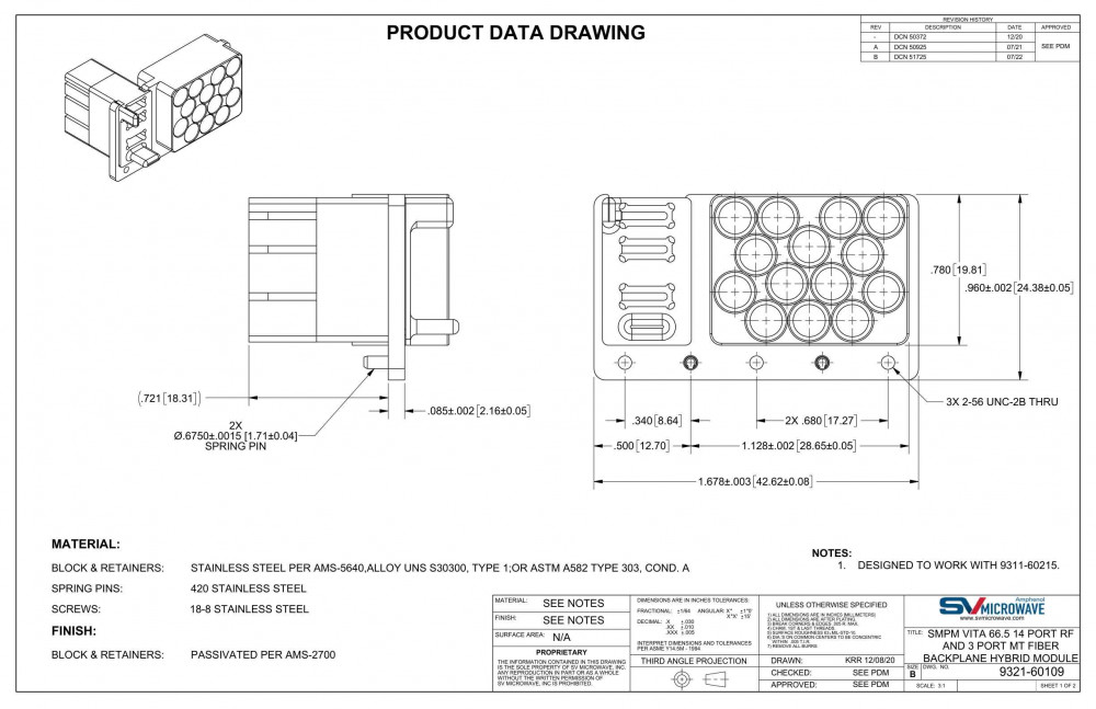9321-60109 product data drawing sheet 1