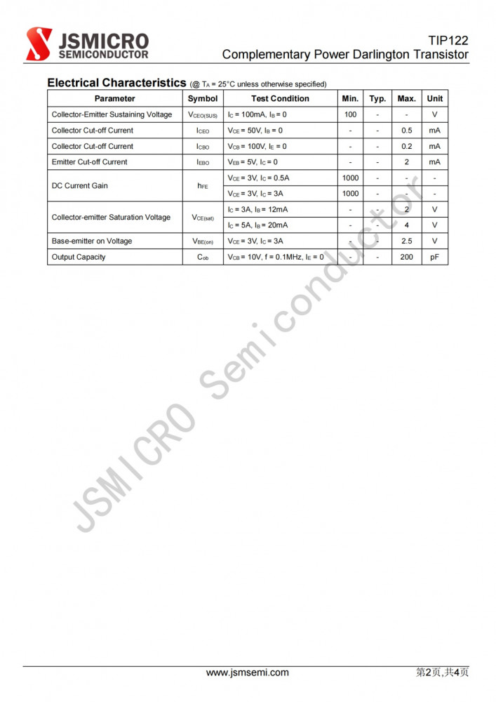 TIP122-JSM datasheet page 2