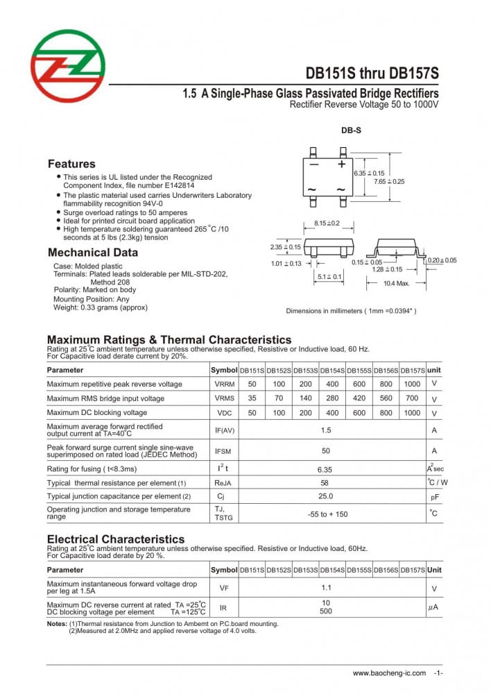 baocheng DB157S technical document page 1