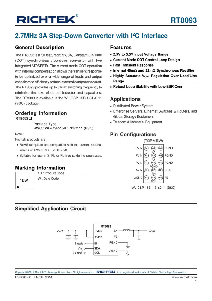 RT8093 datasheet page 1