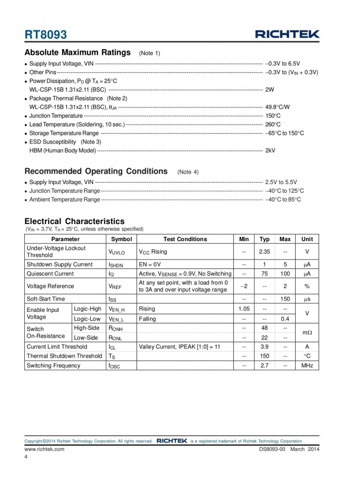 RT8093 datasheet page 4