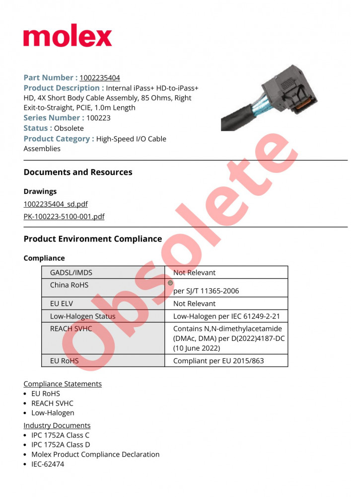 Molex 1002235404 drawing page 1