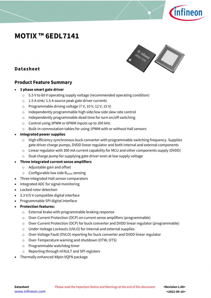6EDL7141XUMA1 datasheet page 1