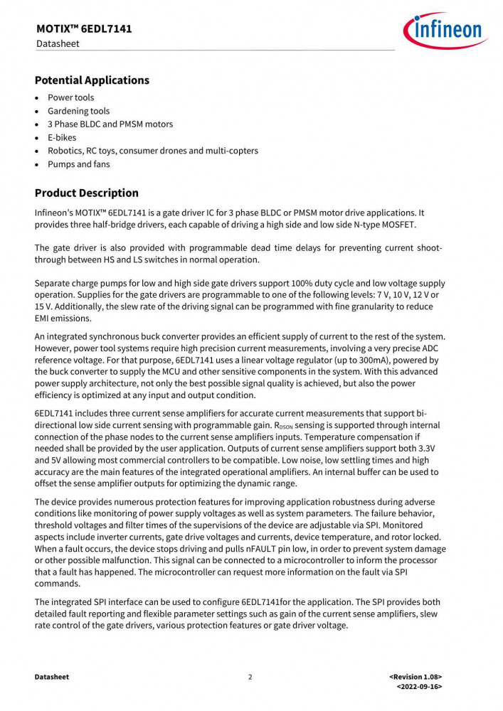 6EDL7141XUMA1 datasheet page 2