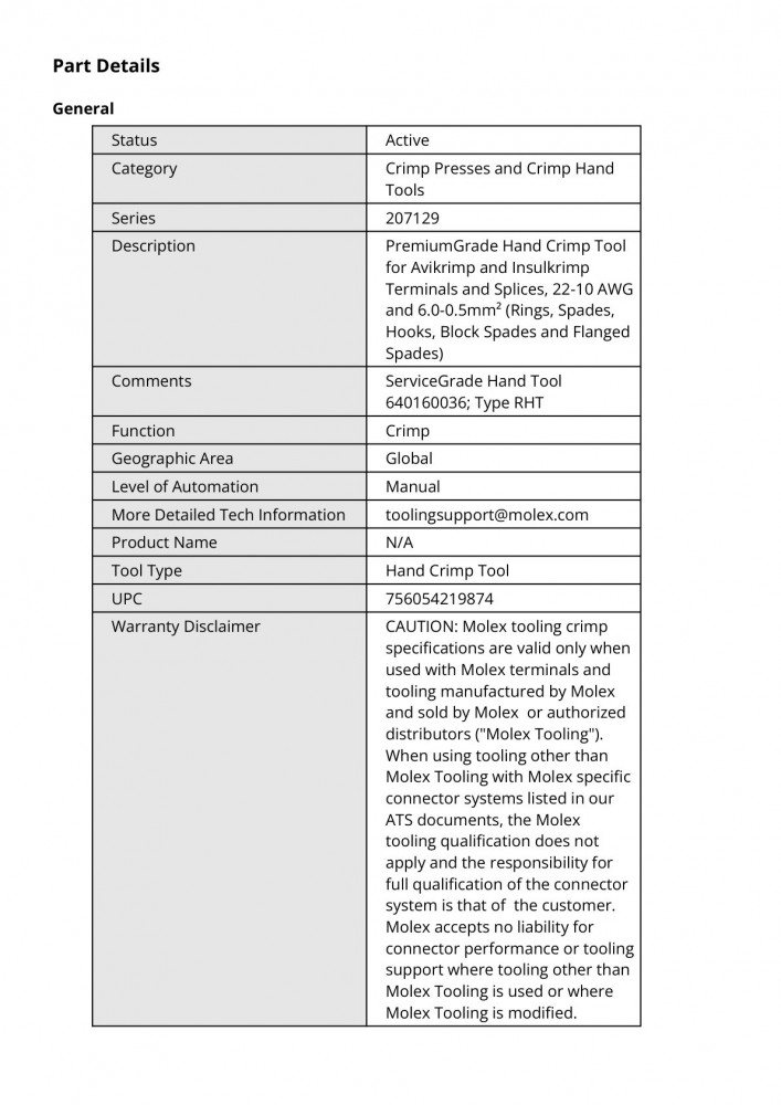 MOLEX 640010100 documentation page 2