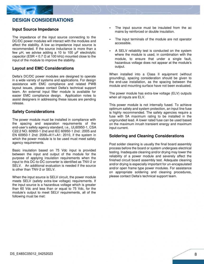 DELTA E48SC05012NRFA datasheet page 8