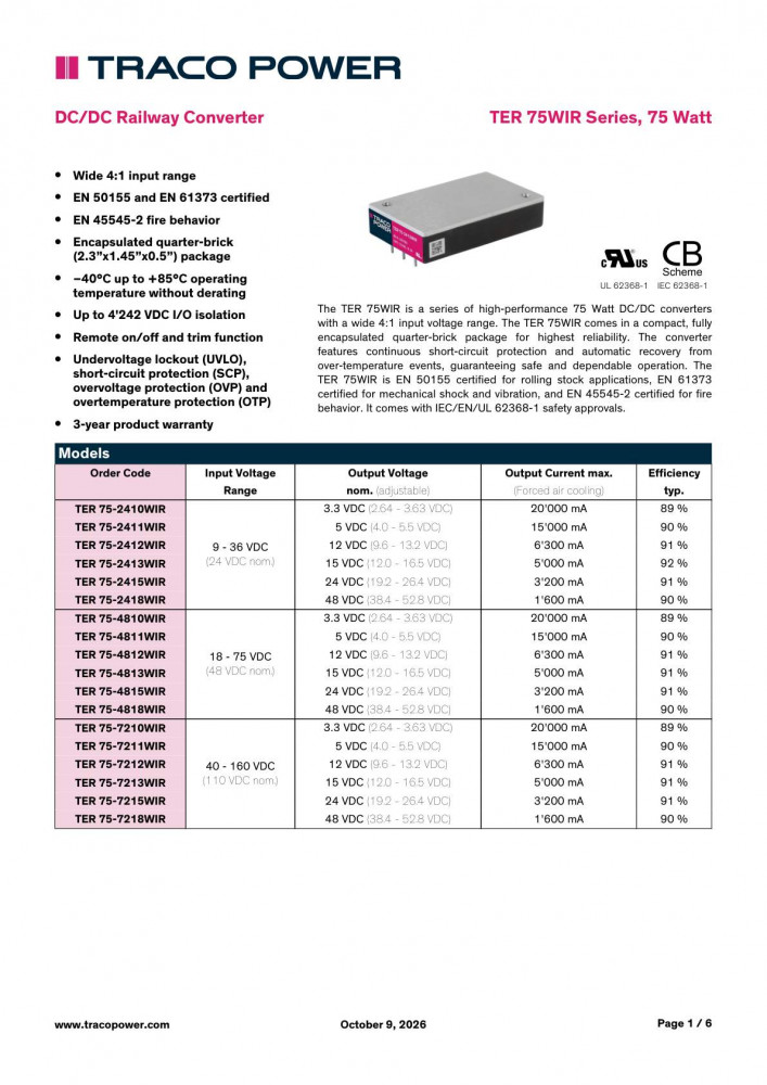 TER 75WIR technical document page 1