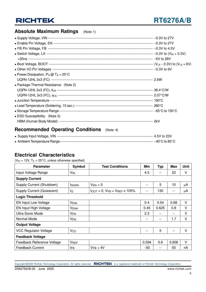 RT6276A/B datasheet page 5