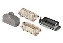 Heavy-Duty Connector Kit, 6 Pole, Series S-E Female-Male Inserts, Pg16 Die-cast Aluminum Hood-Top Entry, Bulkhead Housing-Vertical, 1 Lever, Size 6B «44x27», GreyVertical, Size 6B «44x27», Grey for sale