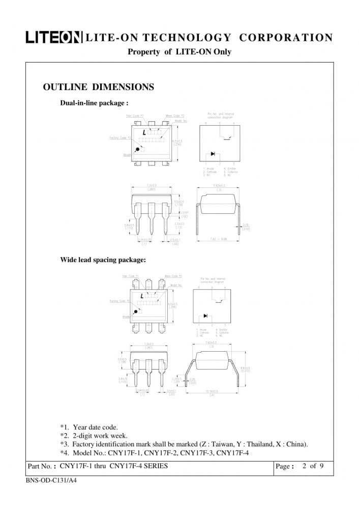 CNY17F series datasheet page 2