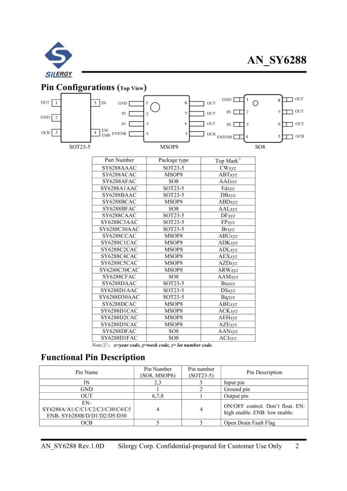 SY6288 datasheet page 2