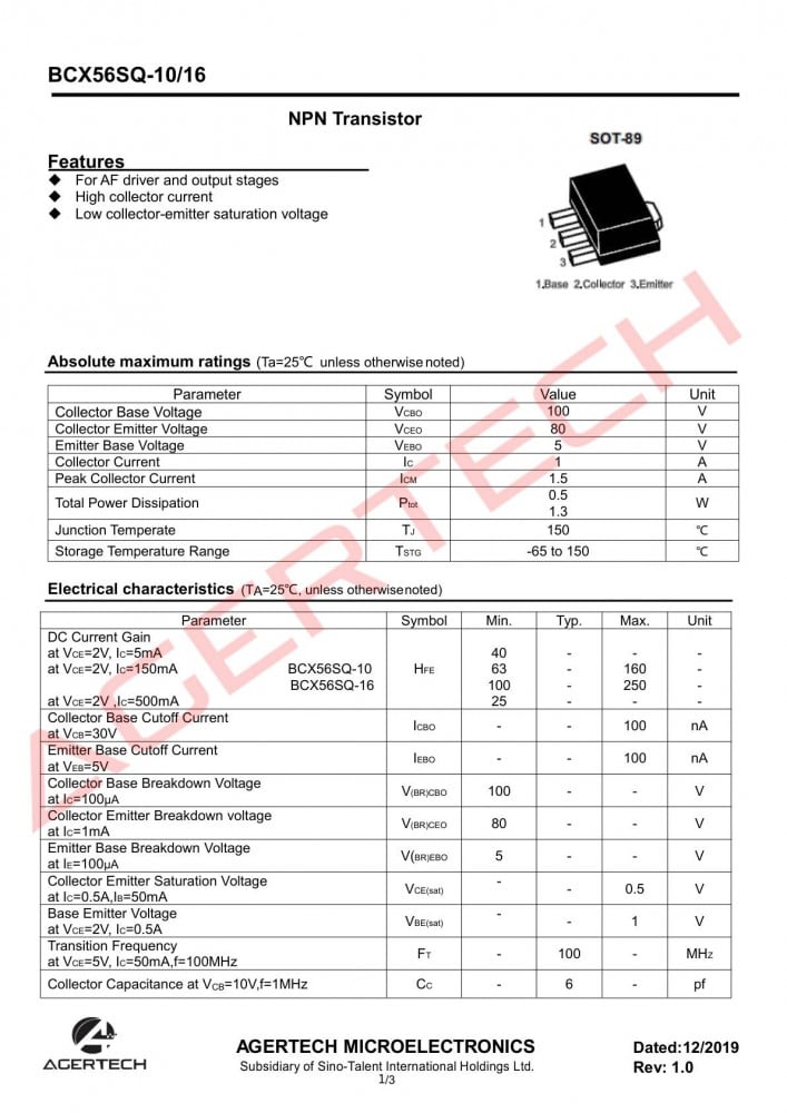 BCX56SQ-16 datasheet page 1