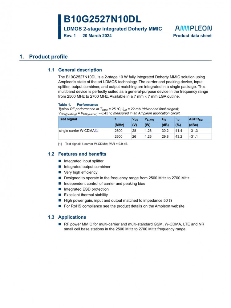 B10G2527N10DL datasheet page 1