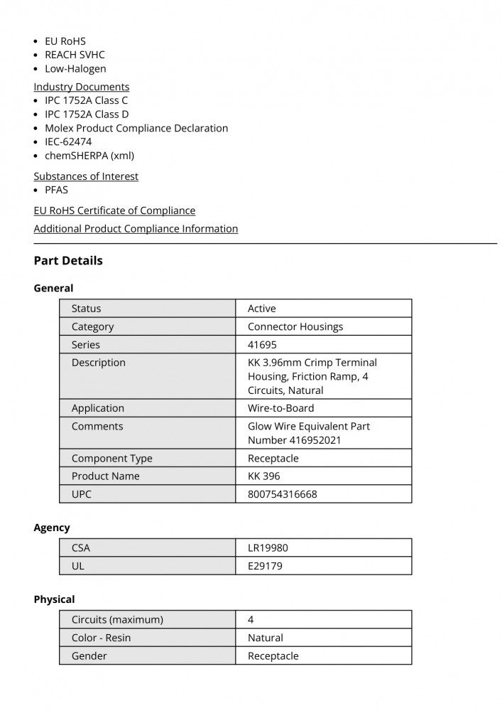 Molex KK 396 product specification, page 2