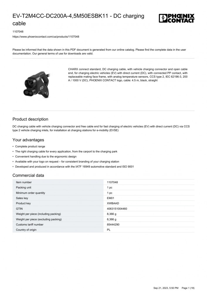 Phoenix Contact 1107048 technical document page 1