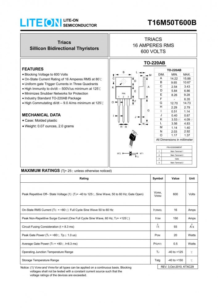T16M50T600B datasheet page 1