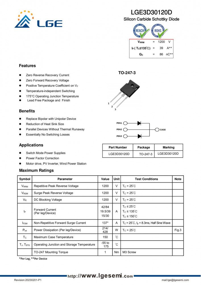 LGE3D30120D datasheet page 1